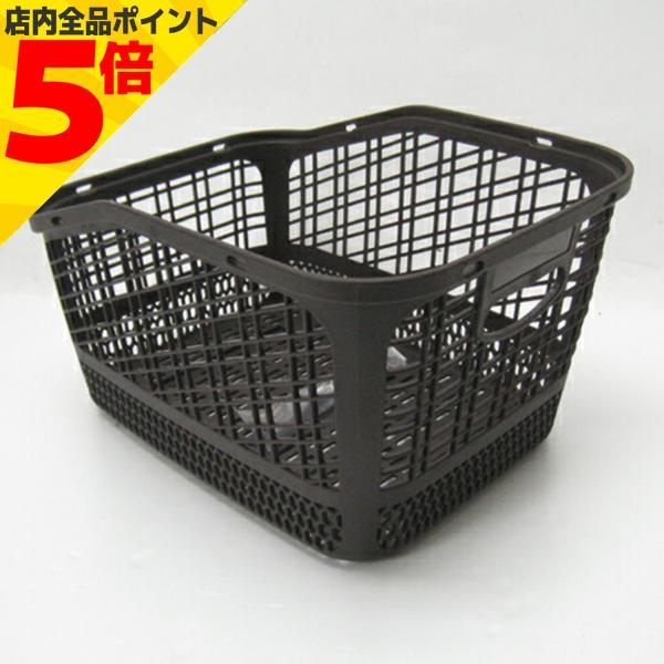 たっぷり入る大容量サイズの後カゴです。●軽くてサビない樹脂製●下部メッシュタイプで小物も落ちにくい●最大積載量：10kg※デザイン・仕様などは予告なく変更・改良することがありますので、予めご了承ください。