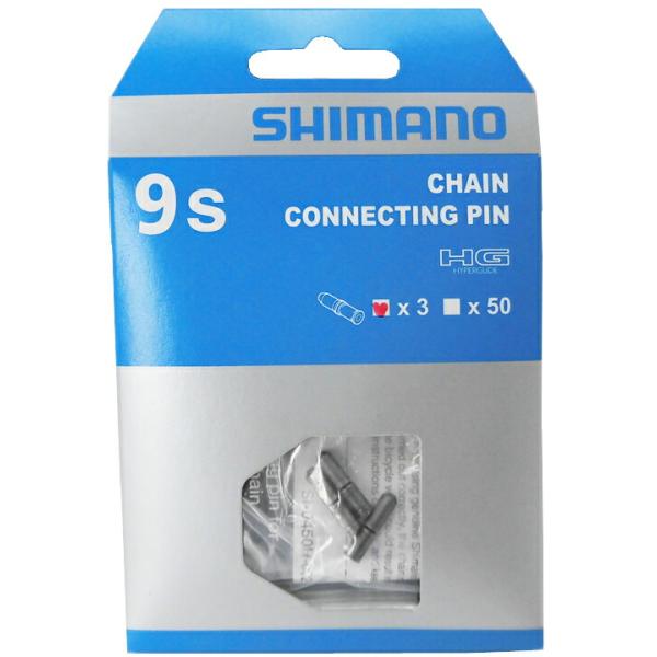 シマノ製チェーン用コネクティングピン。9スピード・スーパーナローHGチェーン用。1セット：3個入り※チェーンの交換は専用工具が必要です。※デザイン・仕様などは予告なく変更・改良することがありますので、予めご了承ください。サイズ:9速用カラー...