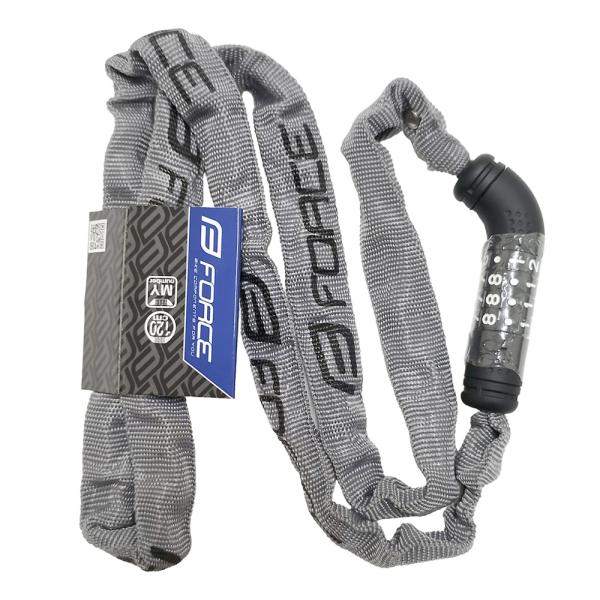 ●頑丈チェーンタイプロック120cm●FORCEロゴ布スリーブ●サイズ:3mmチェーンX1200mm