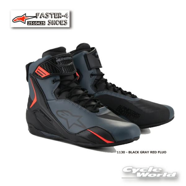 ◆2510425 FASTER-4 SHOES◆カラー：1130 - BLACK GRAY RED FLUOサイズ：6、6.5、7、7.5、8、8.5、9、9.5、10、10.5、11、11.5、12、12.5、13、13.5、14・先進的...