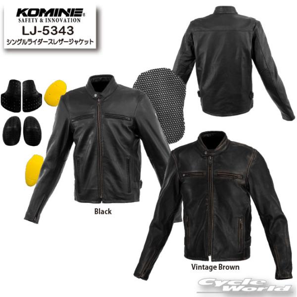◆LJ-5343 シングルライダースレザージャケット◆カラー：Black、Vintage Brownサイズ：WM、WL、WXL、S、M、L、XL、2XL、3XLヴィンテージ加工仕上げのシングルジャケット。肩・肘にはCE規格レベル2プロテクタ...