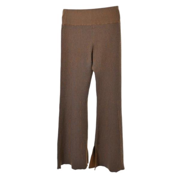【商品名】：muller of yoshiokubo Rustle フレア ニットパンツ【管理番号】：KL4CHUKU82【カテゴリ】：レディース【色】：ブラウン【表記サイズ】：38【サイズ詳細】：ウエスト(ゴム入り)約66cm×股上約35...