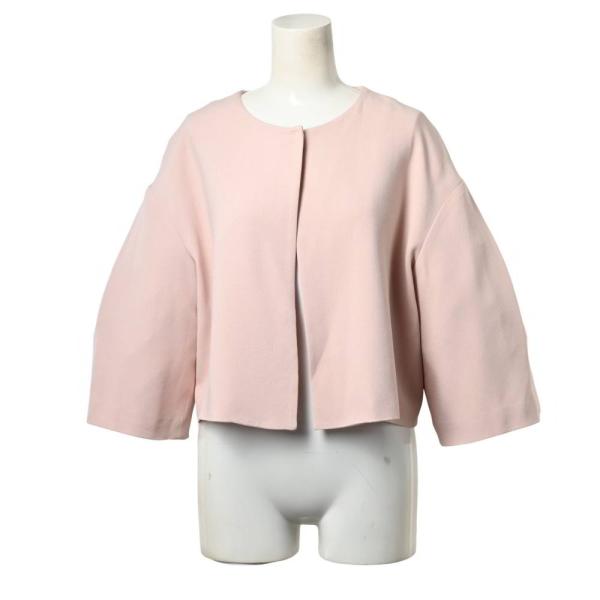 【商品名】：ANTONELLI アセテート混 ノーカラー ジャケット【管理番号】：KL4SLSC205【カテゴリ】：レディース【色】：ピンク【表記サイズ】：44【サイズ詳細】：肩幅約48cm×身幅約47cm×着丈約43.5cm×袖丈約32....