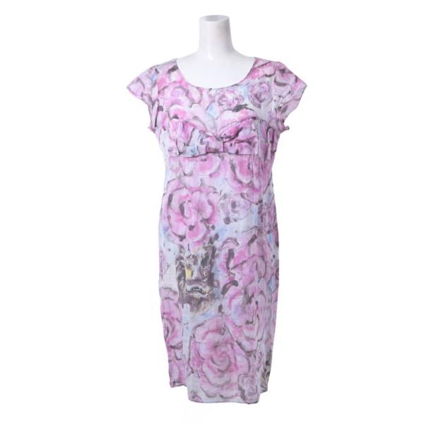 【商品名】：CHANEL 09P P35584 リボン カメリア 総柄 ワンピース【管理番号】：KL4SLAQB06【カテゴリ】：レディース【色】：ピンク【表記サイズ】：36【サイズ詳細】：肩幅約35cm×身幅約42cm×着丈約88.5cm...