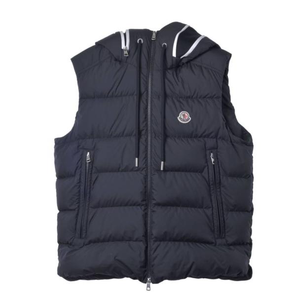 【商品名】：MONCLER CARDAMINE ロゴフード ダウンベスト【管理番号】：KL4SKLSB16【カテゴリ】：メンズ【色】：ブラック【表記サイズ】：3【サイズ詳細】：肩幅約44.5cm×身幅約56cm×着丈(襟下より計測)約65c...
