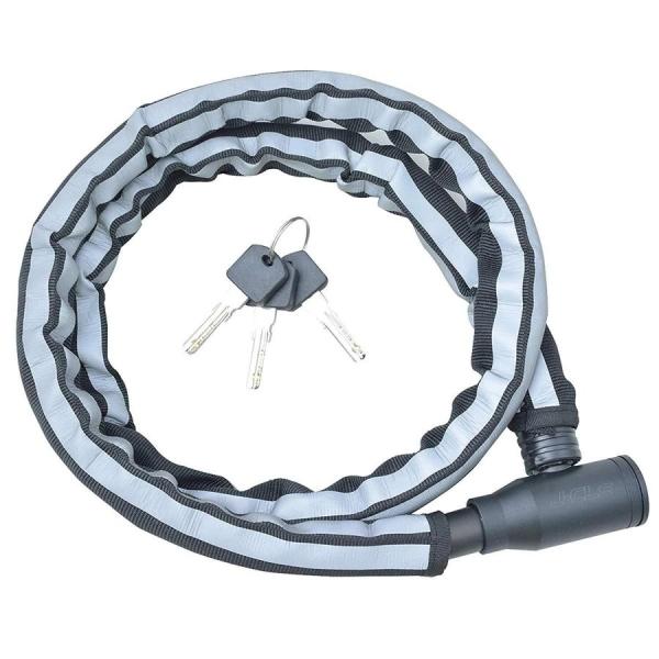 ワイヤー＆スチール製ジョイント＆反射布カバーの3重構造で防犯性の高いワイヤーロックです。<br>キー:ディンプルキーｘ３本