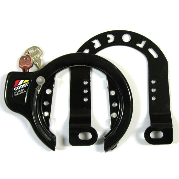 ブラケット付きシリンダー式リング錠。Ｖブレーキ、カンティブレーキ仕様車に装着可能<br>キー:シリンダーキー２本特徴:軽快車からＣＴＢまで対応でき、ピンシリンダー機構を採用した信頼性の高い大型リング錠です(専用ブラケット付き）