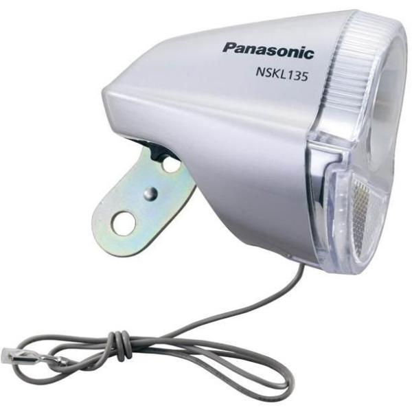 パナソニック製　LED発電ランプ。ワイドLED搭載で前方を明るく、足元も照らす！「足も灯」 。リフレクター付<br>明るさ:中心光度　約3300カンデラ　特徴１:LED ハブダイナモ専用ライト特徴２:ワイドに照射！　周囲光度　約...