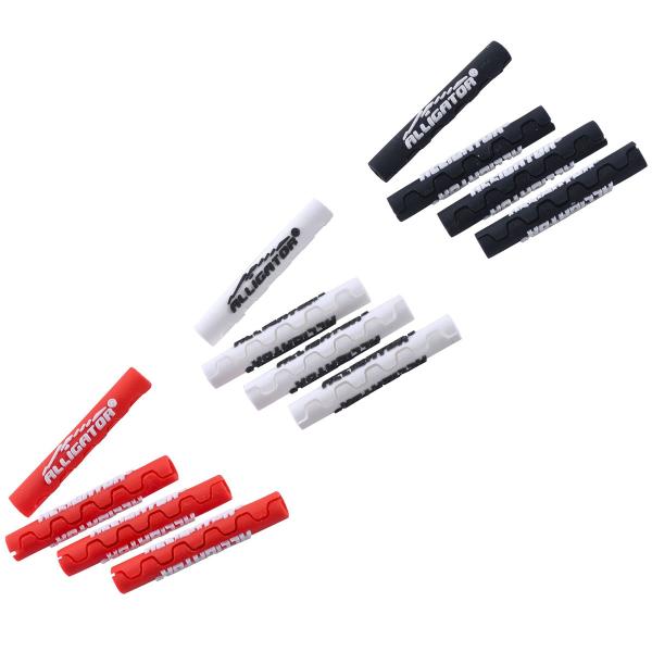 アウターケーブルがフレームと接触する部分に装着するパーツです。大切なフレームをワイヤーの擦れキズから守ります。ワイヤーを外すことなく簡単に装着できます。材質：シリコン製セット内容：シフト用2本×ブレーキ用2本のセット