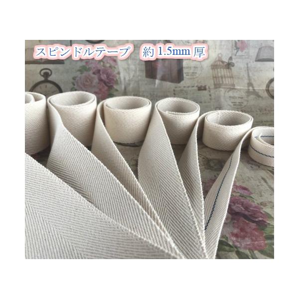 素材：綿100%巾：約19mm（計測方法により異なります。）(センターにブルーのライン入り）厚み：約1.5mm長さ：2m用途：厚みは、約1.5mm厚で綾テープになっております。　　　強度があるので、幕とパイプを固定したり　　　メッシュに編ん...