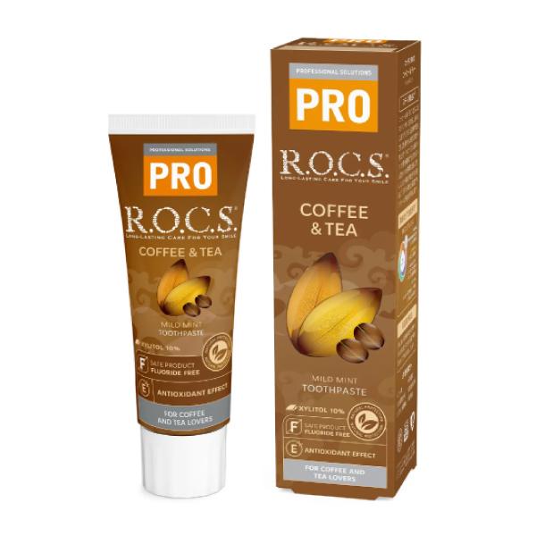 ロックス PRO コーヒー＆ティーコーヒー・お茶・ワインなどによる着色汚れを除去するために考えられたステインケア専用歯みがき【商品の特徴】●PvP(乳化安定剤)が着色汚れを除去して歯を白くします。●ブロメライン(洗浄剤)が歯の表面の色素を含...