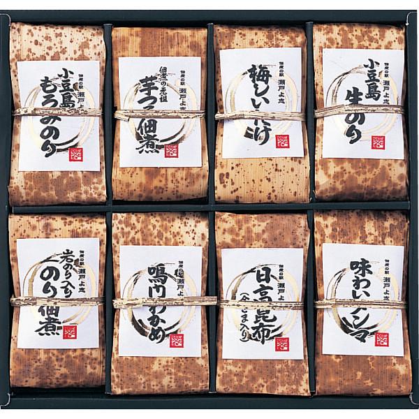 本商品は包装、熨斗は未対応です。受注後、出荷予定日をご連絡させていただきます。■商品について:小豆島もろみのり１４０ｇ・芋つる佃煮１４０ｇ・梅しいたけ１００ｇ・小豆島生のり１４０ｇ・岩のり入りのり佃煮１５０ｇ・鳴門わかめ１２０ｇ・日高昆布（...