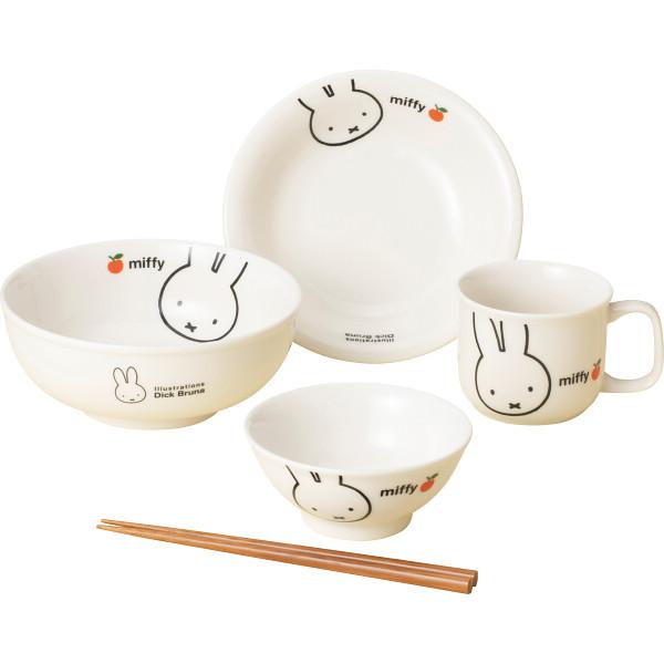 本商品は包装、熨斗は未対応です。受注後、出荷予定日をご連絡させていただきます。■商品について:茶碗・マグ（容量＝約１８０ｍｌ）・フルーツ皿・ラーメン丼・箸各１■説明：ミッフィーの大きいお顔がかわいらしい食器セットが出来ました。お茶碗の底にも...