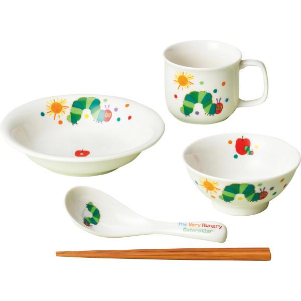 本商品は包装、熨斗は未対応です。受注後、出荷予定日をご連絡させていただきます。■商品について:茶碗・マグ（容量＝約１８０ｍｌ）・フルーツ皿・レンゲ・箸各１■説明：エリック・カール著作の世界的有名な絵本「はらぺこあおむし」が素敵な食器セットに...