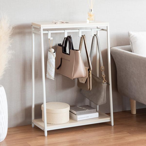 ※当商品は代金引換をご利用頂く事が出来ません。買い物かごのお支払方法にて代金引換をお選び頂かない様お願い申し上げます。玄関や廊下の空いたスペースにカバンをまとめて置けるバッグラック『Mersa（メルサ）』。■カバンをまとめて収納できる省スペ...