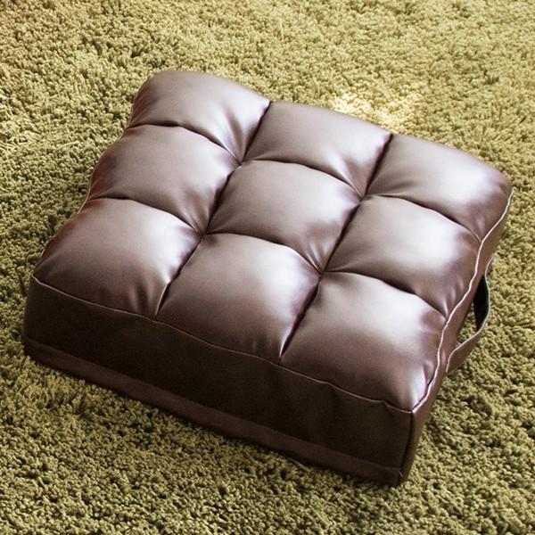 ※当商品は代金引換をご利用頂く事が出来ません。買い物かごのお支払方法にて代金引換をお選び頂かない様お願い申し上げます。ブルックリンスタイルに最適　座り心地快適な極厚レザークッション■スタイリッシュなスクエアクッション高級感のあるスタイリッシ...