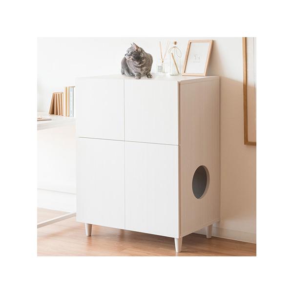 ※当商品は代金引換をご利用頂く事が出来ません。買い物かごのお支払方法にて代金引換をお選び頂かない様お願い申し上げます。猫用トイレを見映え良く隠してくれるキャットトイレクローゼット『Galetta（ガレッタ）』上品な木目とシンプルなデザインで...