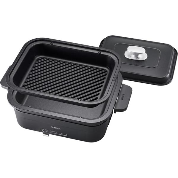 キッチンや食卓に出しっぱなしにできるコンパクトサイズ■なべ料理が楽しめる！深さ約46mmのなべ■グリル料理が楽しめる！グリルプレート■耐久性が高い！なべメタリックフッ素コーティング■焼きムラができにくい！「3往復ヒーター」を搭載■食卓でたの...