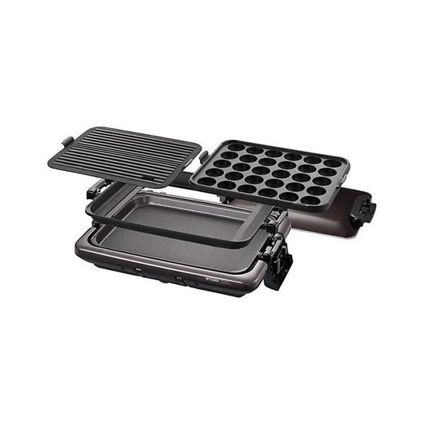 料理のレパートリーが増える3枚プレートタイプ。■料理の幅が広がる3枚のプレートつき・平面プレート・穴あき・波形プレート・たこ焼きプレート■焦げつきにくく、耐久性の高いプレート 硬質セラミックスハードフッ素コーティング■毎日の食卓に取り出しや...