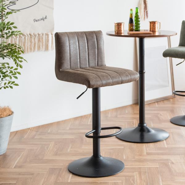 ※当商品は代金引換をご利用頂く事が出来ません。買い物かごのお支払方法にて代金引換をお選び頂かない様お願い申し上げます。趣深いヴィンテージ調デザインのPUレザー座面バーチェア■独特のシワやムラなど、ヴィンテージ加工が施された味わい深いレザー座...