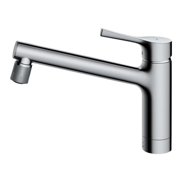 ◇ゾーン：キッチン◇水栓の種類：シングルレバー◇取付方法：台付き◇水栓の取付穴：一穴◇止水ハンドルの形状：レバー◇止水ハンドルの色：メタル◇操作方法（水の出し方）：ハンドルを上下操作◇ハンドシャワーの有無：無◇一般地／寒冷地：共用◇スパウト...