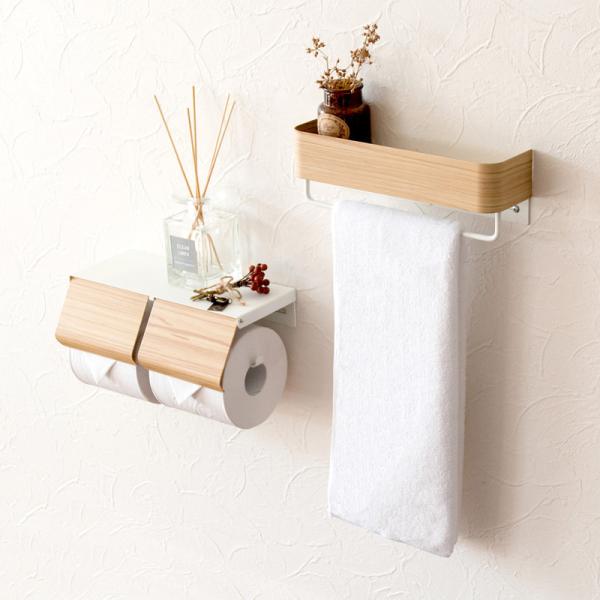 ※当商品は代金引換をご利用頂く事が出来ません。買い物かごのお支払方法にて代金引換をお選び頂かない様お願い申し上げます。小物収納もできる便利な棚付きの木目調タオルハンガー■キッチンやトイレをスタイリッシュに演出■フェイスタオルに最適なハンガー...