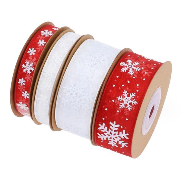 クリスマス柄 ラッピング リボン素材 ポリエステル幅：1cm長さ：約10m注意事項 ●表記寸法と実寸値の多少の誤差はご容赦ください。●ページの閲覧環境によって、掲載写真と実際の商品の色合いが異なる場合があります。●モデルに小物を使う場合がご...