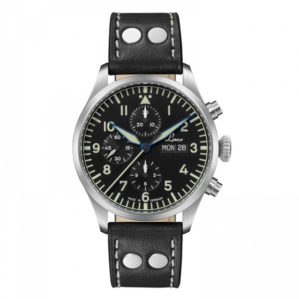 メーカー：Laco ラコ　製品名（メーカー型番）：862148　JANコード： 4562424822843　ケースサイズ：直径43mm/厚み14mm　ケース：ステンレススティール　ストラップ素材：カーフレザー (ブラック)　防水：10気圧防...