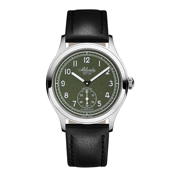 メーカー：Atlantic アトランティック　製品名：53760.41.73　防水：50m防水　ケースサイズ： 横（リューズ含めず）×縦×厚み：42mm×D12.1mm（リューズ除く）　バンド素材：カーフレザー　ガラス素材：10層無反射コー...