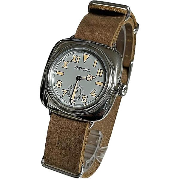 メーカー：M.R.M.W. モントルロロイ ミリタリーウォッチ　製品名：CLF-grey-05CFL　JANコード：4570027531192　ケースサイズ：36mmX 36mmX 9.5mm　ケース：ステンレススチール　バンド：茶色本革製...