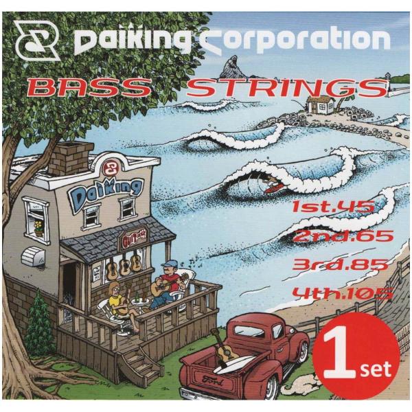 Daikingオリジナルベース弦ロングスケールミディアムライトゲージです。ゲージサイズは以下です。1st  0452nd 0653rd 0854th 105