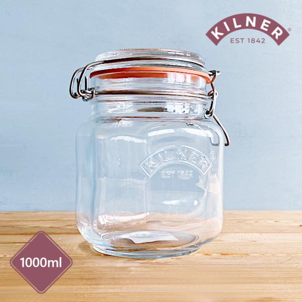 【発売日：2023年06月16日】■商品名　KILNER スクエアクリップトップジャー ガラス 1.0L ガラス容器 果実酒 梅酒 密閉ボトル 密封容器 保存ビン 保存容器 密閉 密封容器 ガラス容器 1000ml 1L おしゃれ かっこい...