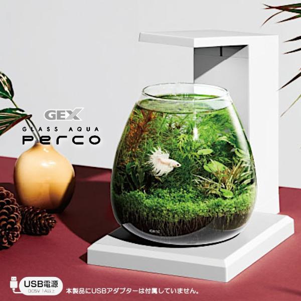 【発売日：2024年03月27日】■商品名　観賞魚用飼育セット グラスアクア PERCO T-WH 水槽セット 約6L オールインワン水槽 ペルコ アクアリウム ベタ水槽 淡水 海水 金魚 熱帯魚 海水魚 メダカ 観葉植物 おしゃれ かっこ...