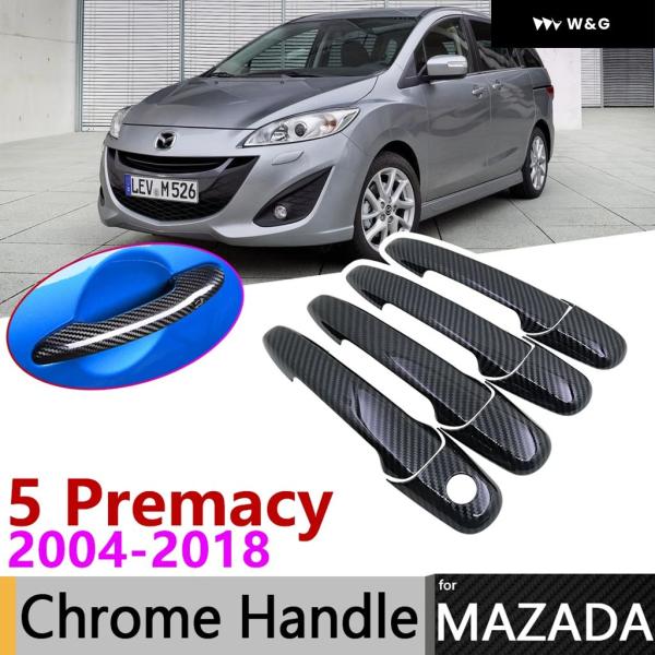 ブラックカーボン ドアハンドル カバー マツダ 5 プレマシー 2004~2018 2005 2010 2013 2017 カーアクセサリー ステッカー トリム セット クローム カスタムパーツ アクセサリー 交換用部品Hign-conce...