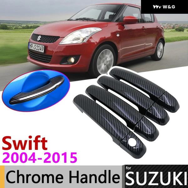 ブラックカーボン ドアハンドル カバー スズキ スイフト マルチ DZIRE 2004~2015 2013 2014 カーアクセサリー ステッカー トリム セット クローム カスタムパーツ アクセサリー 交換用部品Hign-concerne...