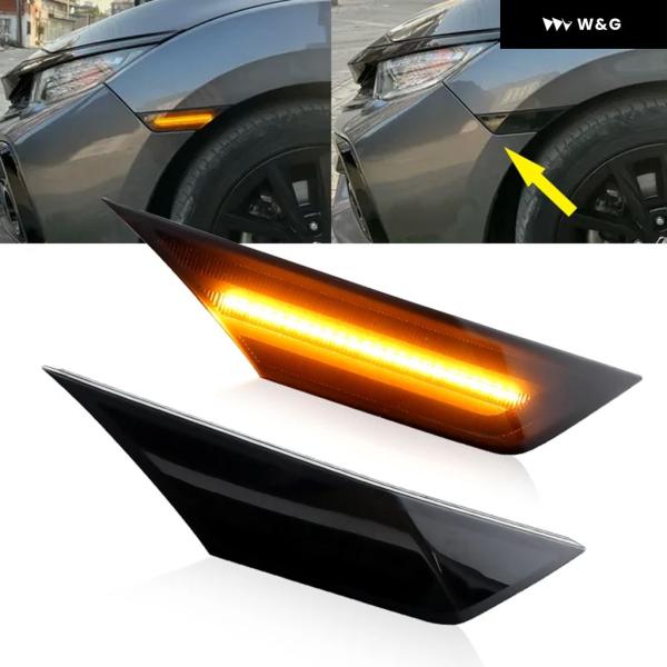 2016年以降10代目 ホンダ シビック 用LEDサイド マーカーライト スモーククリアサイドマーカーシグナルライトマーカーランプレンズ 2個 カスタムパーツ アクセサリー 交換用部品Hign-concerned Chemical:None...