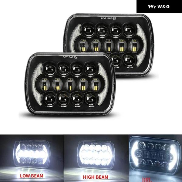 5X7 LED ヘッドライト H6054 LED ヘッドライト 7X6インチ シールドビーム ハローエンジェルアイ DRL ジープ ラングラー YJ XJ トラック H5054対応 カスタムパーツ アクセサリー 交換用部品Hign-conc...