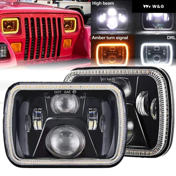 2個 110W DOT H6054 5X7 7X6 LED ヘッドライト ジープ チェロキー XJ ラングラー YJ フォード アクセサリー 長方形 ヘッドライト 用 カスタムパーツ アクセサリー 交換用部品Certification:CC...