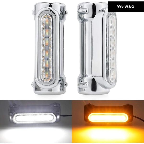 ブラック/クローム オートバイ バイク バー スイッチバック ウィンカーライト ホワイト アンバー LED クラッシュ バー ハーレー ツーリングモデル用 カスタムパーツ アクセサリー 交換用部品Hign-concerned Chemica...