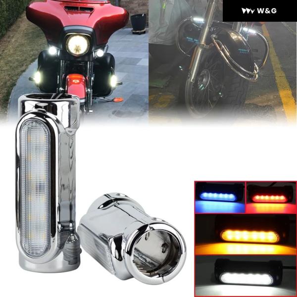 ハーレー 用ウィンカー オートバイ バイク ツーリング モト バンパー ライト オートバイ バイク バー スイッチバック ドライビングライト ホワイト アンバー LED クラッシュ バー カスタムパーツ アクセサリー 交換用部品Hign-c...