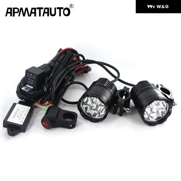 プラグアンドプレイ 60W オートバイ バイク ヘッドライト スポットライト 12000LM 6000K 補助LEDライト フォグランプ CNC加工アルミ ハウジング カスタムパーツ アクセサリー 交換用部品Hign-concerned C...