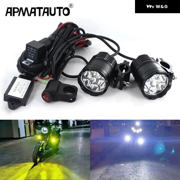 1セット 60W オートバイ バイク LED 補助 フォグランプ アセンブリ ランプ ヘッドライト フラッシュライングループ リレー BMW マツダ 日産 ヤマハ スズキ 用 カスタムパーツ アクセサリー 交換用部品Hign-concern...