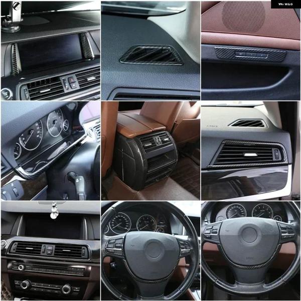 BMW 5シリーズ F10 2011-2017 アクセサリー カーボン インテリア ダッシュボード コンソール ギア シフト パネル デコレーション カバー トリム ステッカー カスタム パーツ アクセサリーHigh-concerned c...