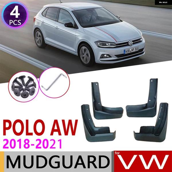 4PCS VOLKSWAGEN VW POLO AW MK6 2018-21 車マッド フラップ フェンダーマッド フラップ ガードスプラッシュ フラップ マッドガード アクセサリー カスタム パーツ アクセサリーHigh-concerne...
