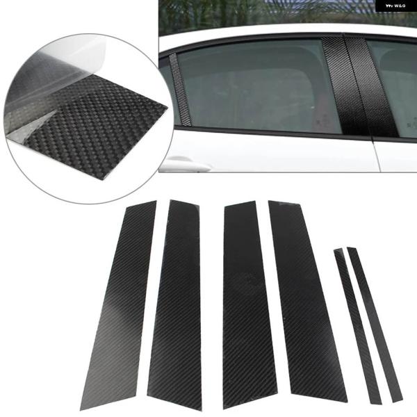 6個 車 外装 ドアウィンドウBピラー ポストカバー トリム カーボンアクセサリー アルファロメオ ジュリア 2017-21 カスタム パーツ アクセサリーHigh-concerned chemical:NoneBrand Name:GZY...