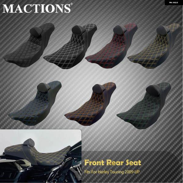 バイク ドライバーパッセンジャー2人掛けシートライダーバックレスト クッション 付き ハーレー ツーリング ロードキング ストリート エレクトラ グライド 2009年以降 カスタム パーツ アクセサリーHigh-concerned chem...