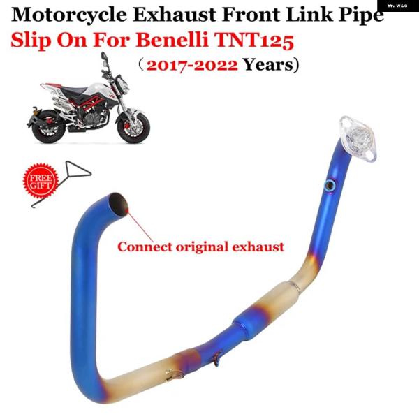 ベネリ スリップオン TNT125 TNT 125 2017年2022年モデル バイク フルエキゾースト システム ブルーフロントミッドリンク パイプ ESCPAE モトマフラー カスタム パーツ アクセサリーHigh-concerned ...