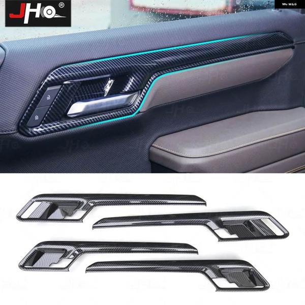 ABS カーボングレイン ドアハンドル グラブストリップ カバー ドア フレーム トリム シボレー シルバラード シボレー タホ 2019-2023 4個 カスタム パーツ アクセサリーYear:for Chevy Silverado 20...