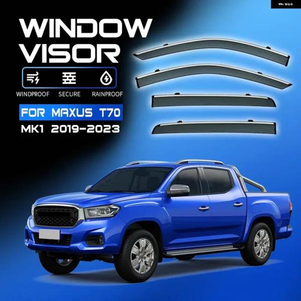 MAXUS T60 T70 T90 ピックアップウィンドウバイザーストリップデフレクターバイザーレインガードドアバイザーベントシェード ベントバイザー カスタム パーツ アクセサリーMaterial:PVC,MetalHigh-concer...