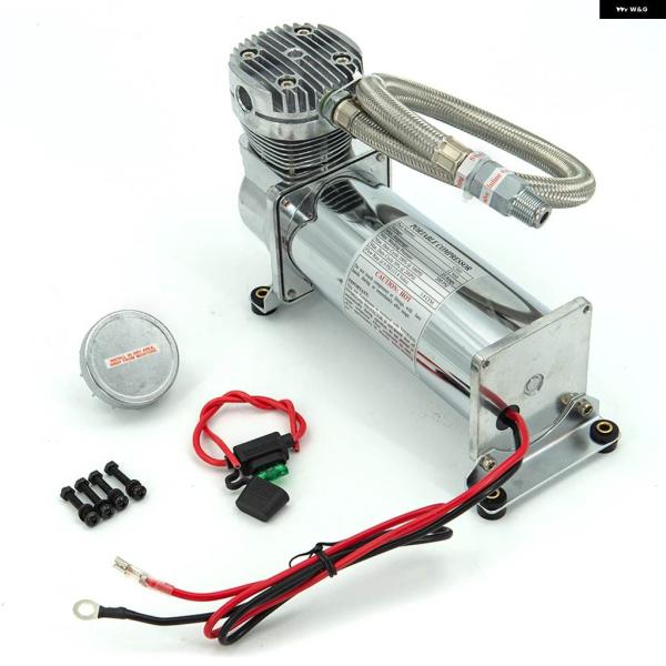 シルバーDC 12V MAXPOWER 200 PSI アウトレット 1/4インチカーエアサスペンションコンプレッサー/ ポンプ カスタム パーツ アクセサリーHigh-concerned chemical:NoneOther Part N...